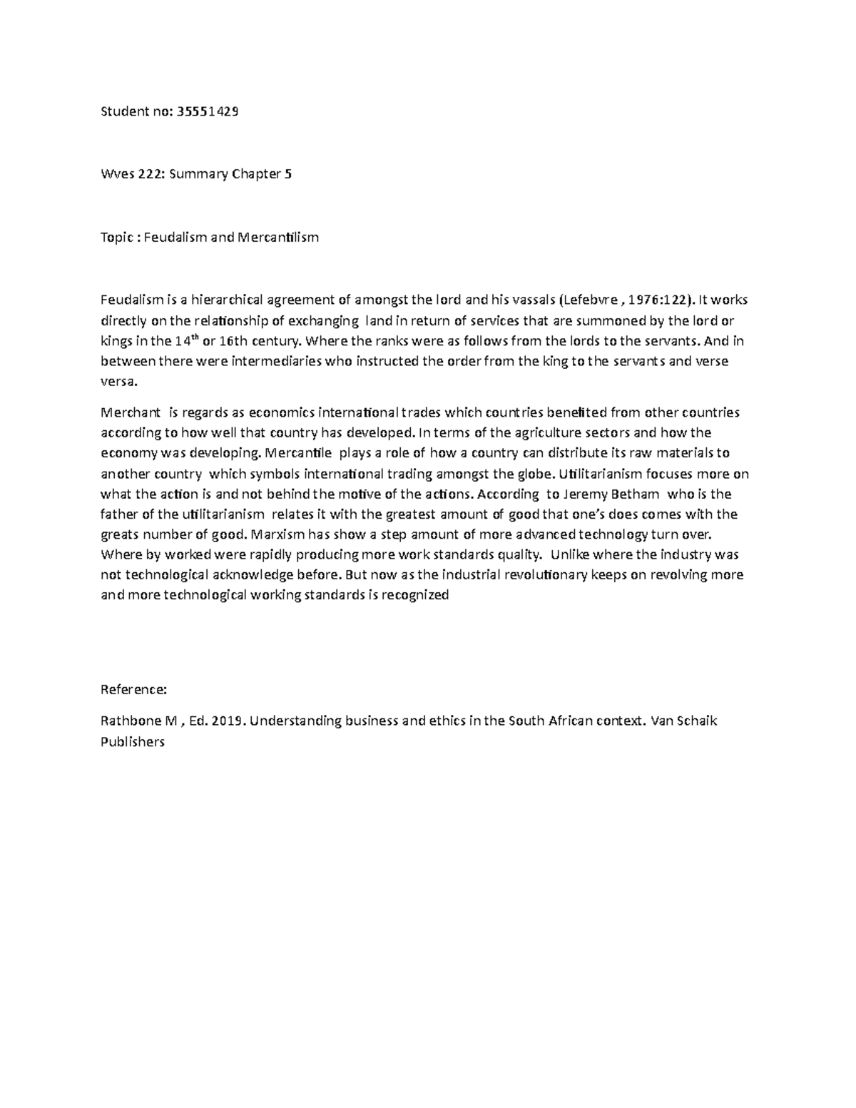 Wves chap 5 - Wves 221 chapter 5 lecture notes - Student no: 35551429 ...