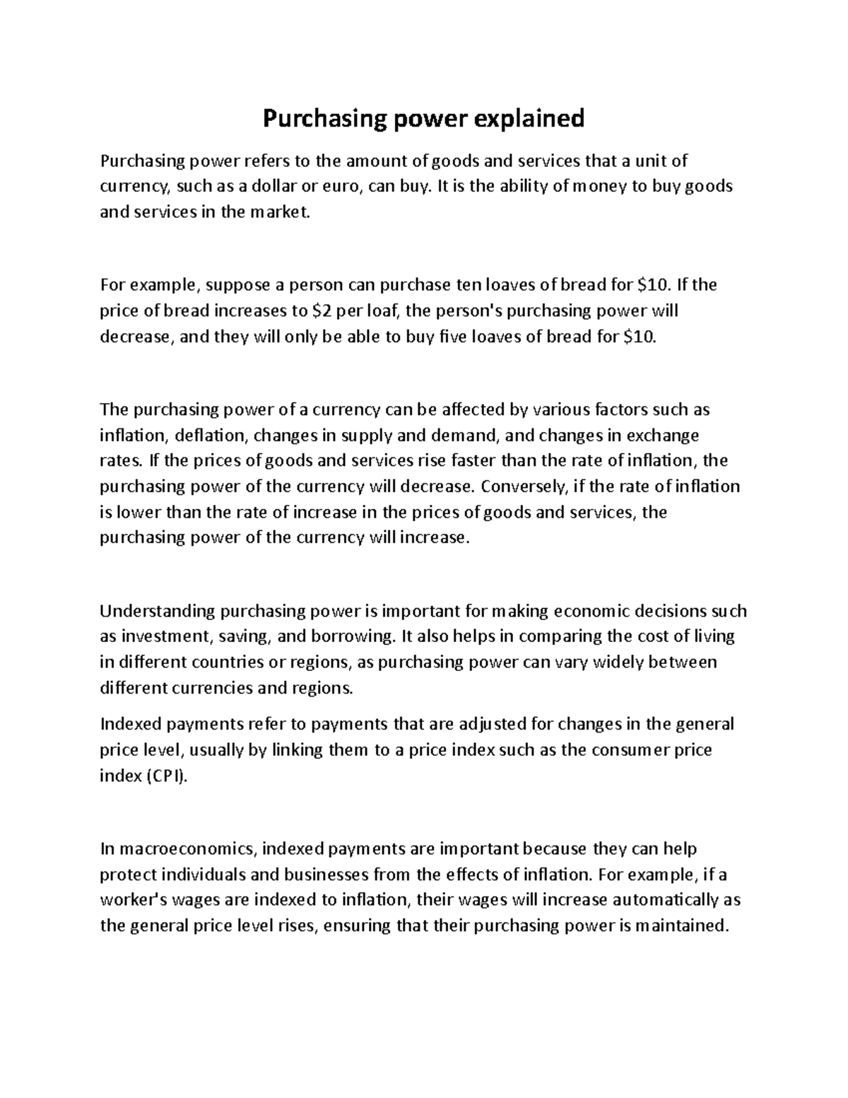 Purchasing power explained - Purchasing power explained Purchasing ...