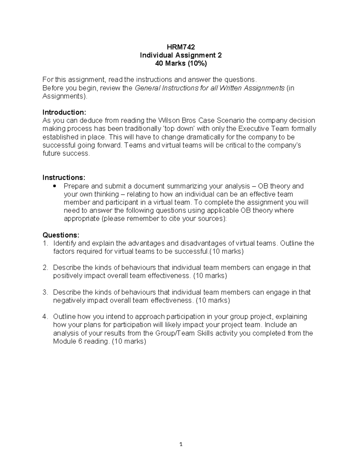 Individual assignment 02 instructions - HRM Individual Assignment 2 40 Marks (10%) For this ...