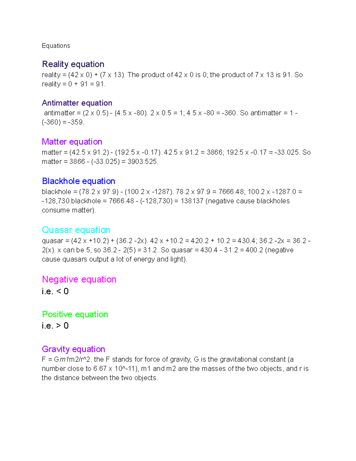 Equations For Stuff Laws of Motion - Equations Reality equation reality ...
