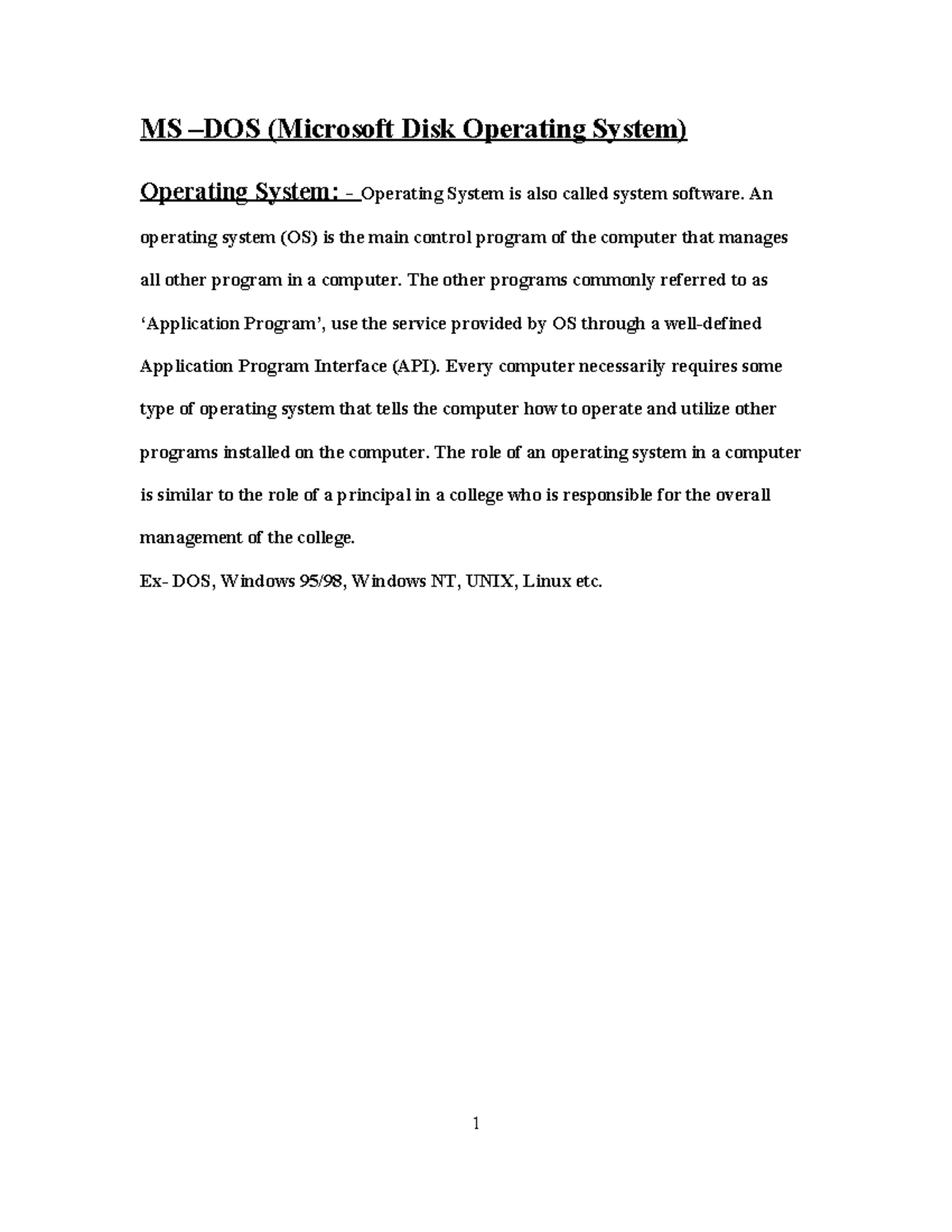 39043040-Dos-Notes - help - MS –DOS (Microsoft Disk Operating System ...