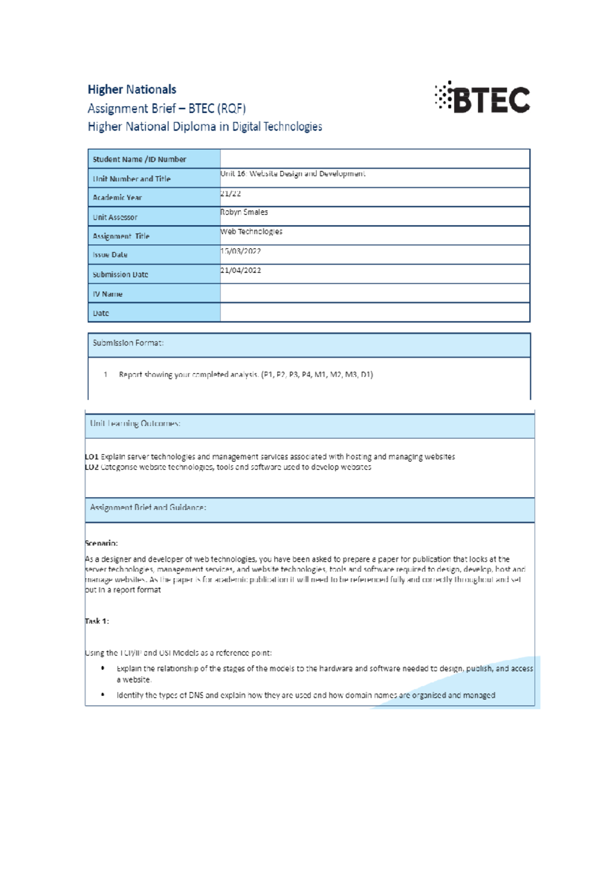 UNIT 16 L4 HNC Weddev - Studocu