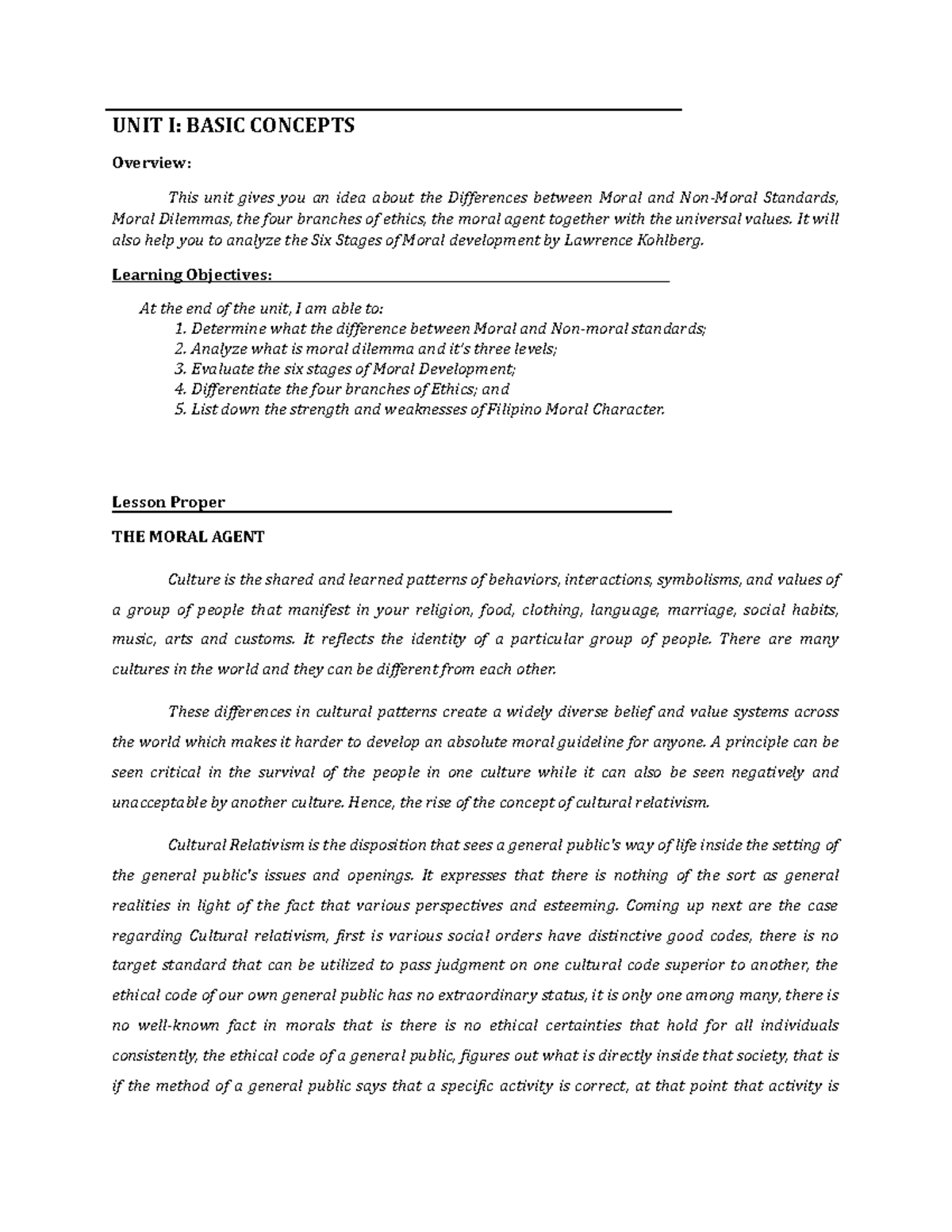 UNIT 1.4- Basic Concept - UNIT I: BASIC CONCEPTS Overview: This unit ...