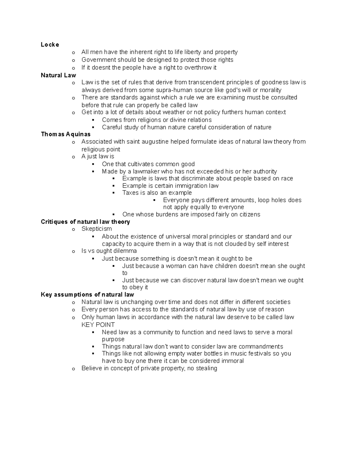 Intro midterm review - Locke o All men have the inherent right to life ...