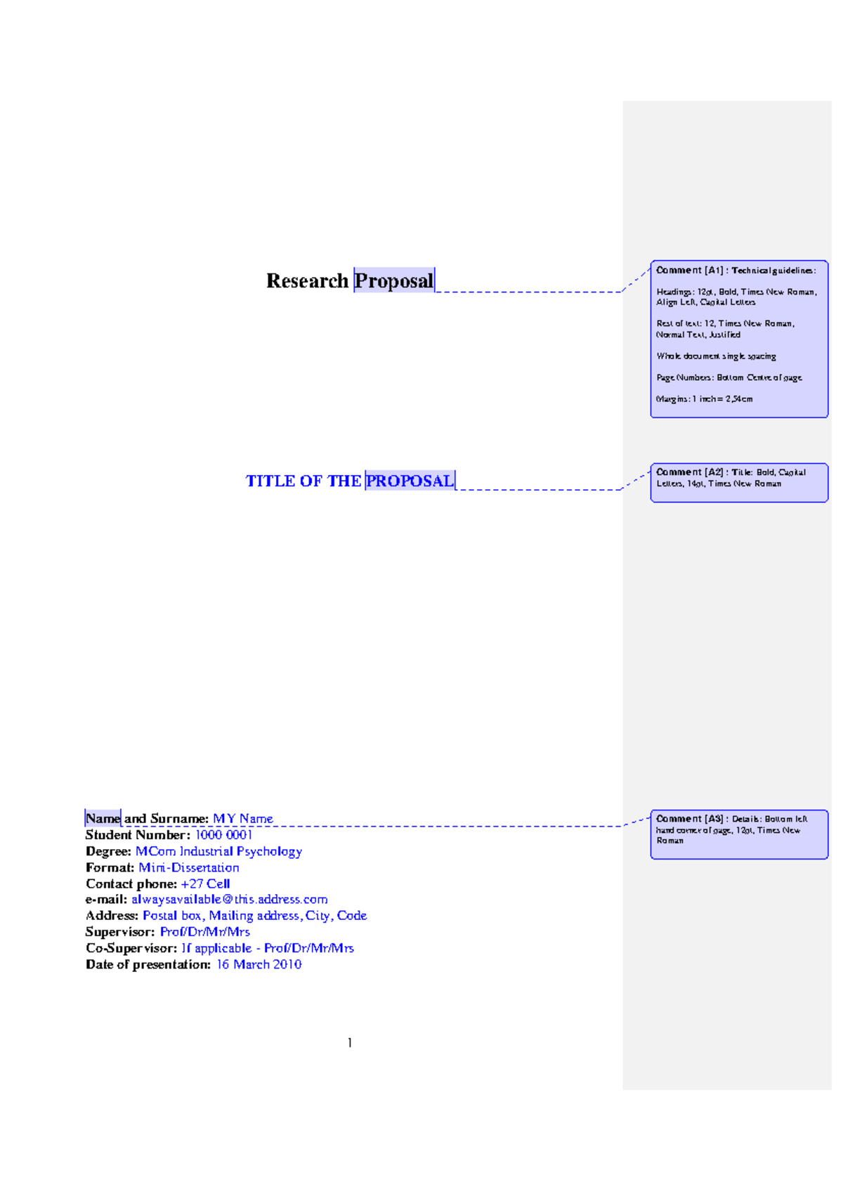 Title OF THE Proposal - Guidelines - Research Proposal TITLE OF THE ...