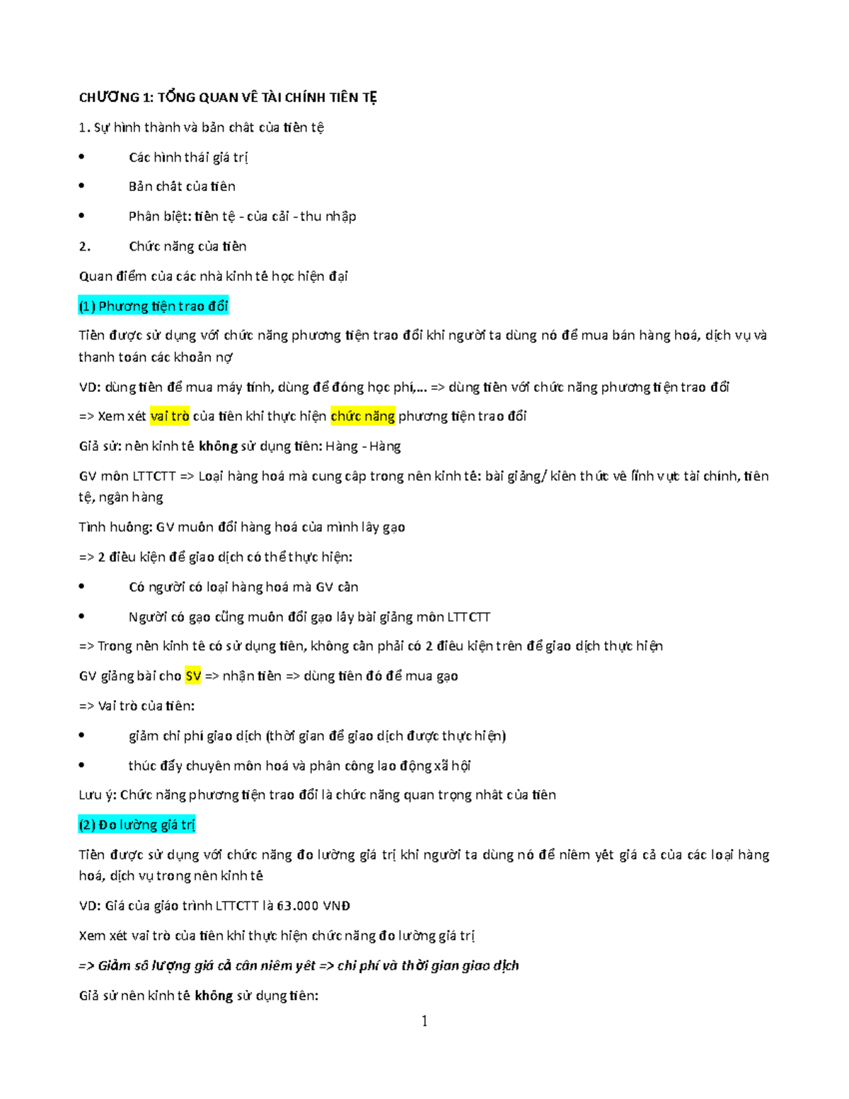 Lý-thuyết - Tổng hợp lý thuyết môn LTTCTT - CH NG 1: T NG QUAN VỀỀ TÀI CHÍNH TIỀỀN TƯƠỔỆ S hình ...