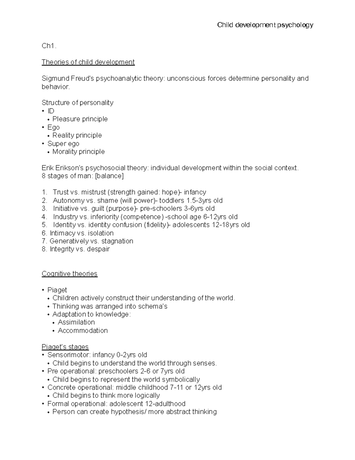 Child development psy ch.1 notes - Child development psychology Ch1 ...
