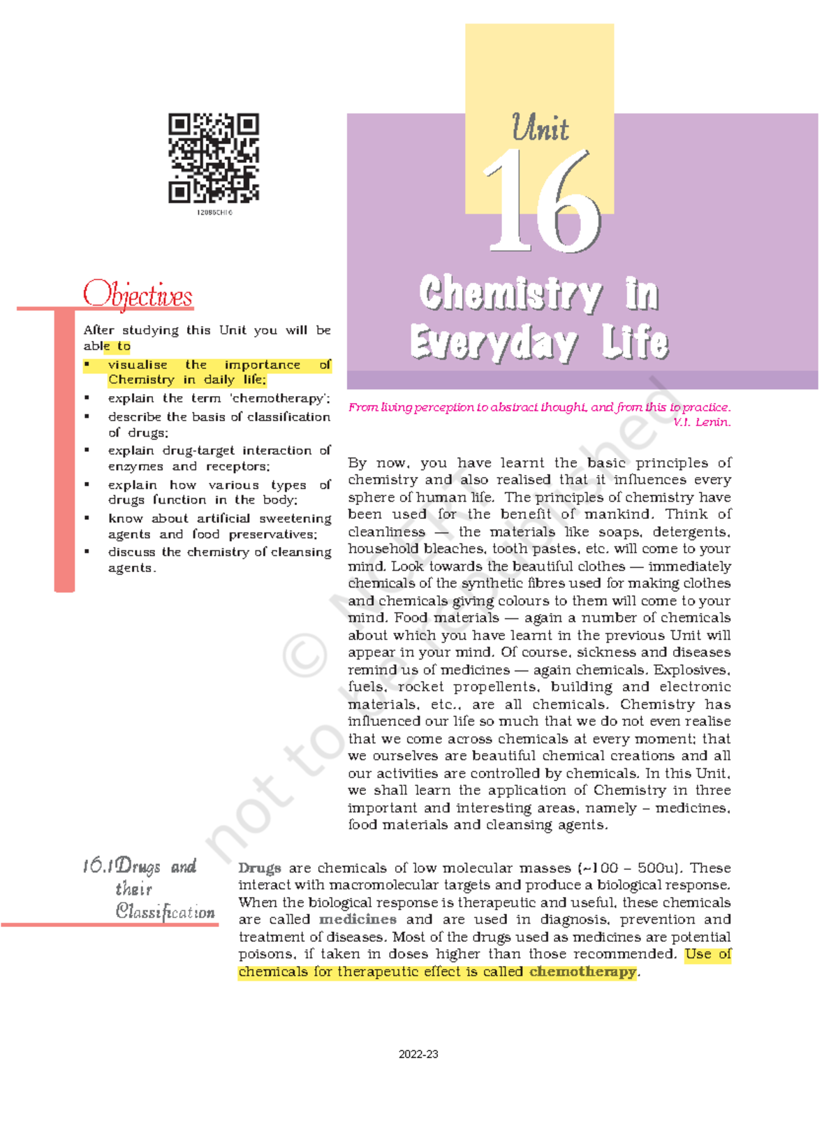 Chemistry in everyday life - ####### After studying this Unit you will ...