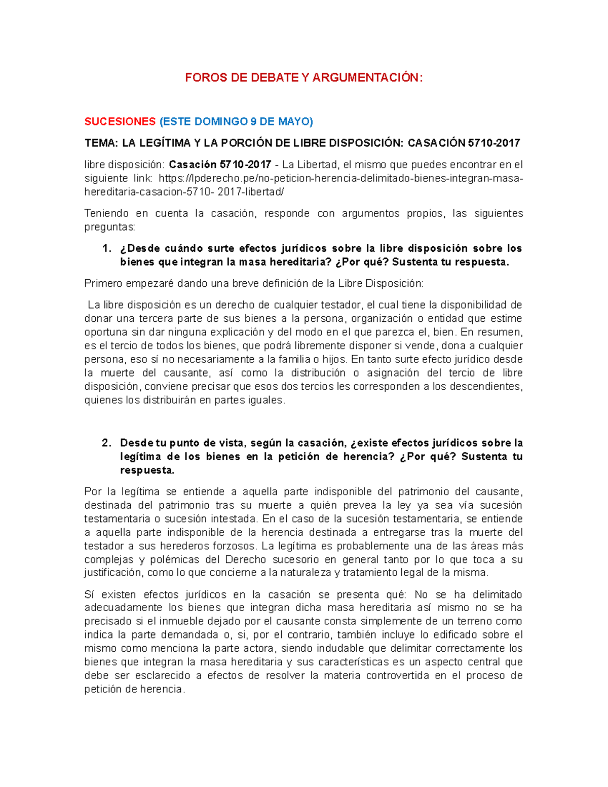 Foros DE Debate Y Argumentación 2021 -I - FOROS DE DEBATE Y ...
