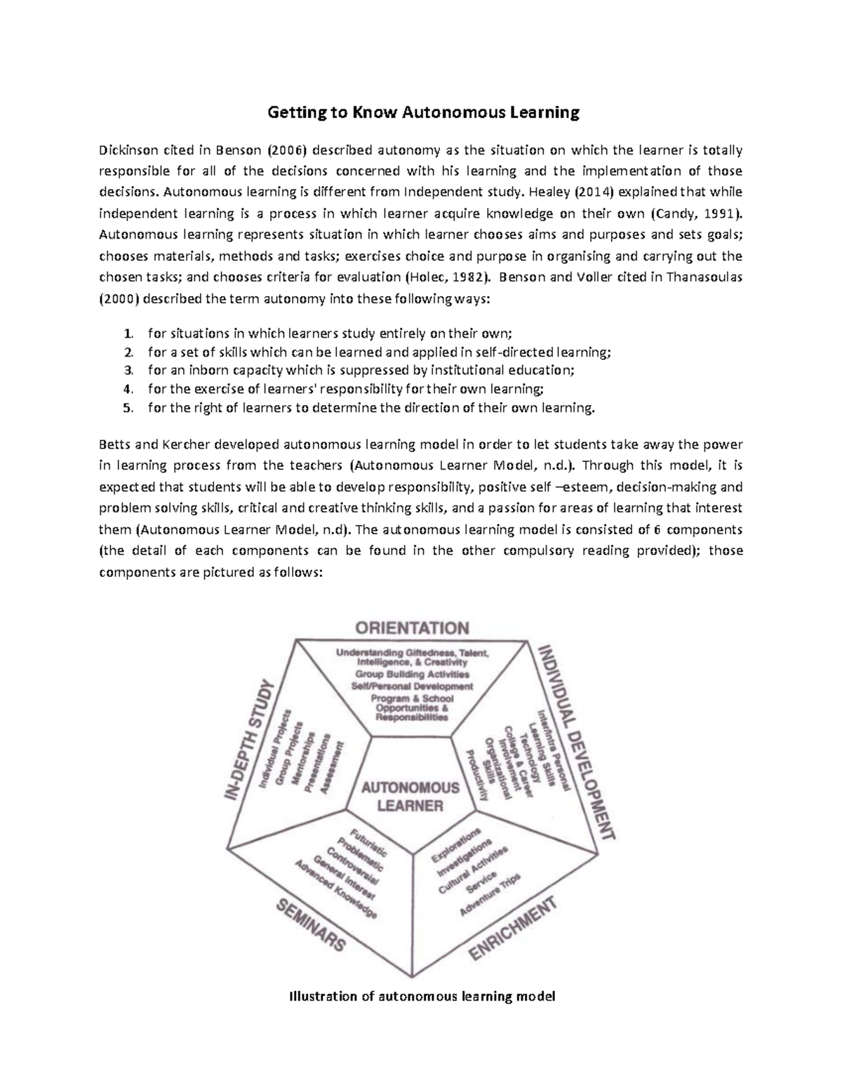 Getting to Know Autonomous Learning - Getting to Know Autonomous Learning Dickinson cited in ...