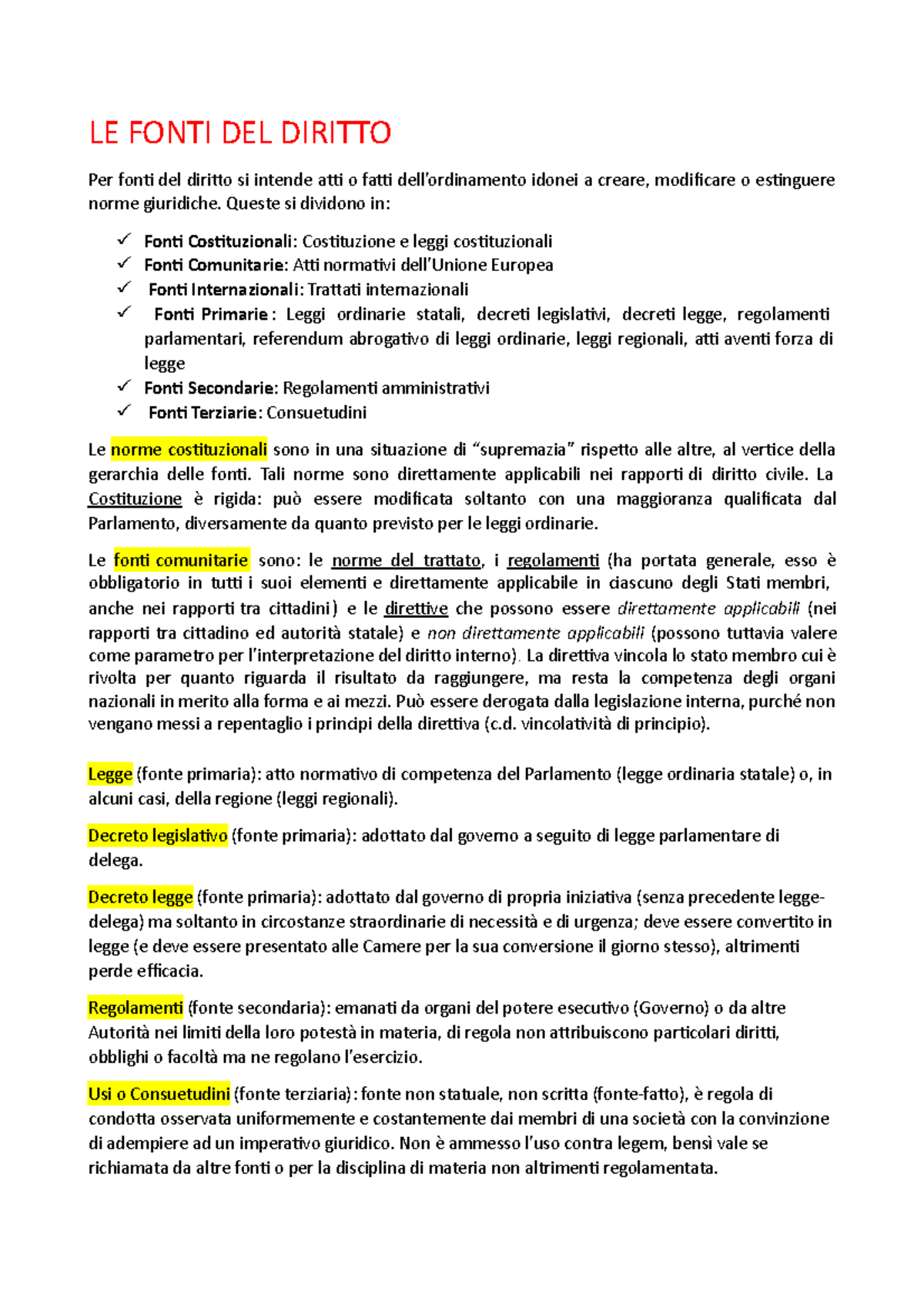 Le fonti del diritto - LE FONTI DEL DIRITTO Per fonti del diritto si ...