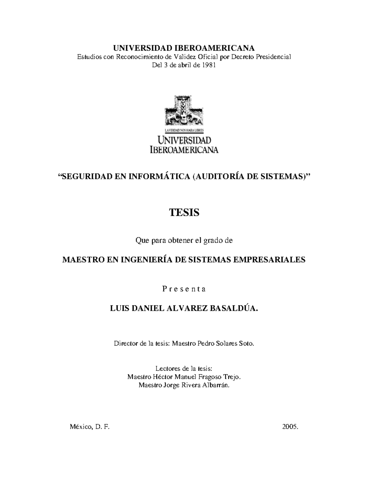 Tesis Seguridad Informatica - UNIVERSIDAD IBEROAMERICANA Estudios con ...