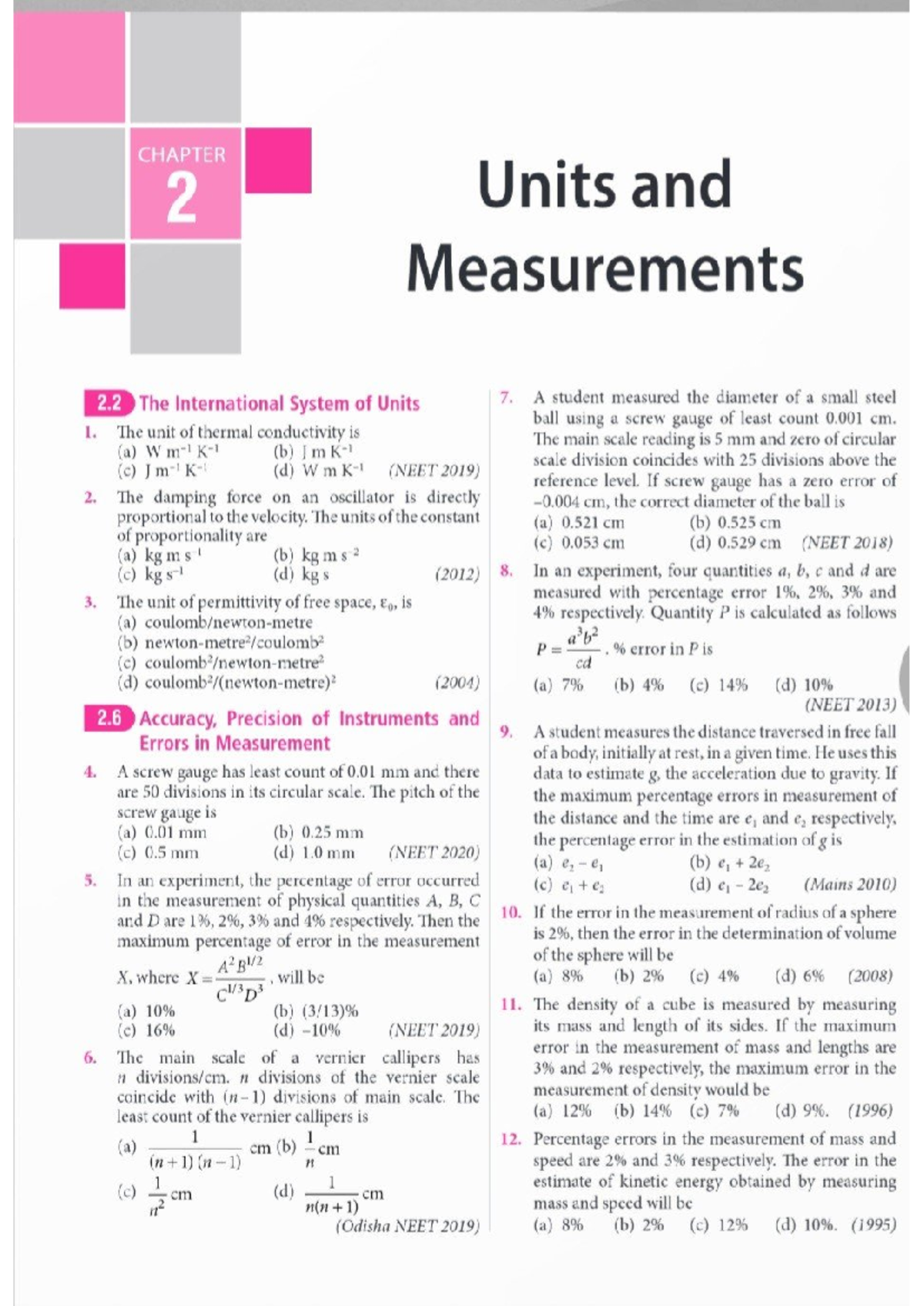 Physics units and measurement - CHAPTER 2 Units and Measurements 2 The ...