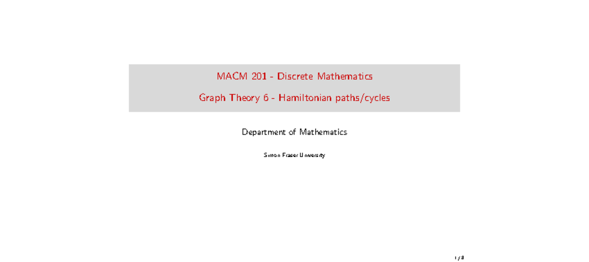 22 graphs 6 hamiltonian-1 - MACM 201 - Discrete Mathematics Graph ...
