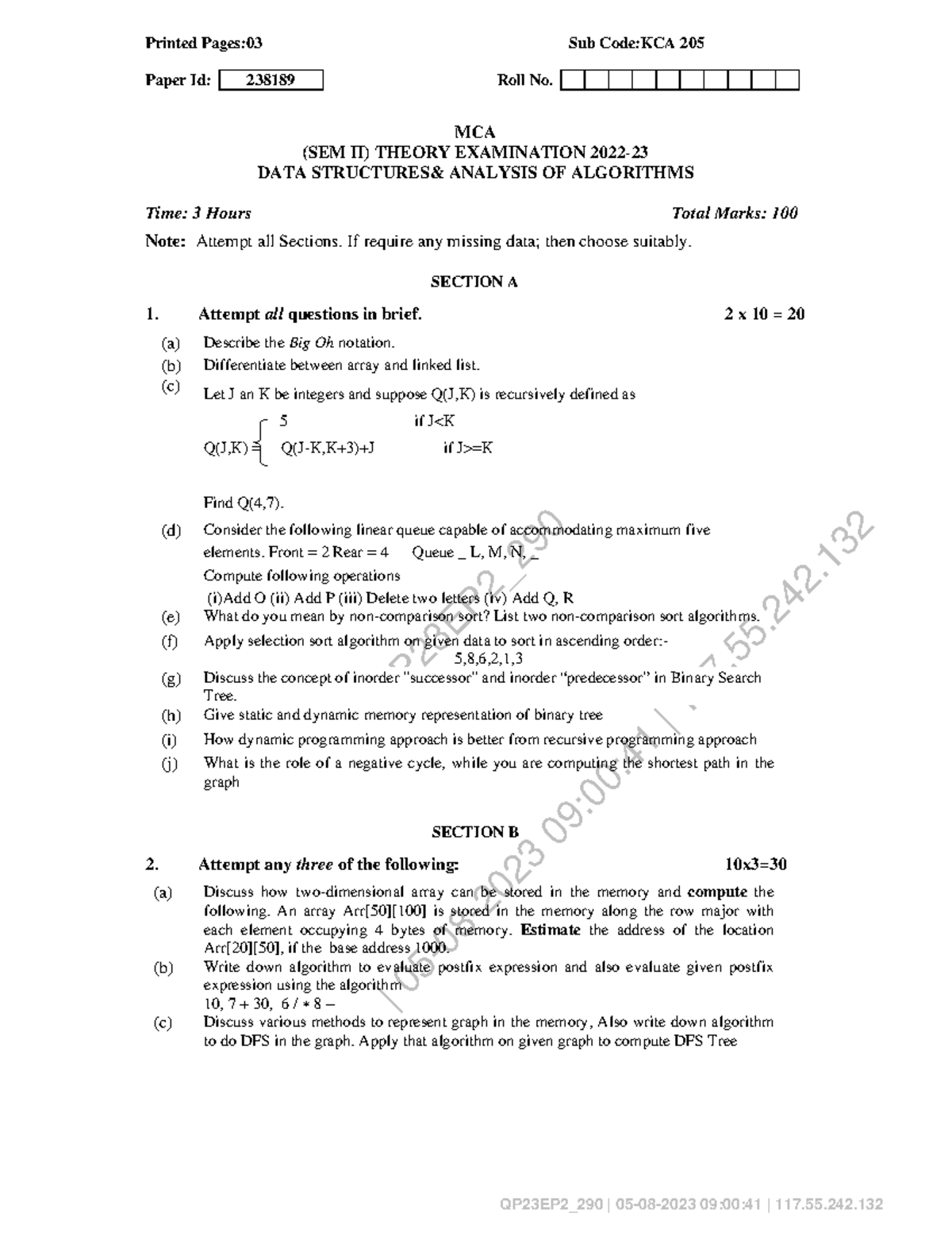 Data Structures Analysis Of Algorithms Kca 205 Qp23ep2 05 08 2023 090041 11755 