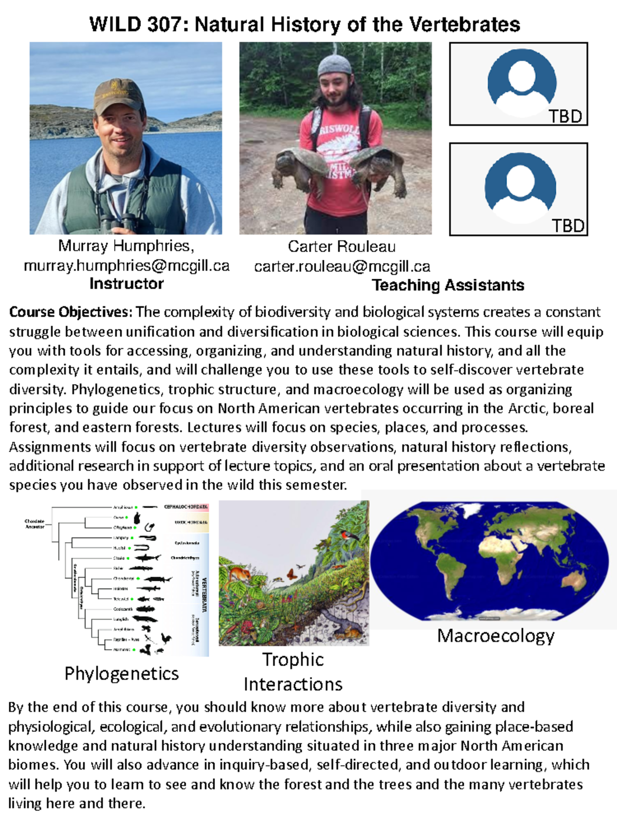 WILD 307 Course Outline - WILD 307: Natural History of the Vertebrates ...
