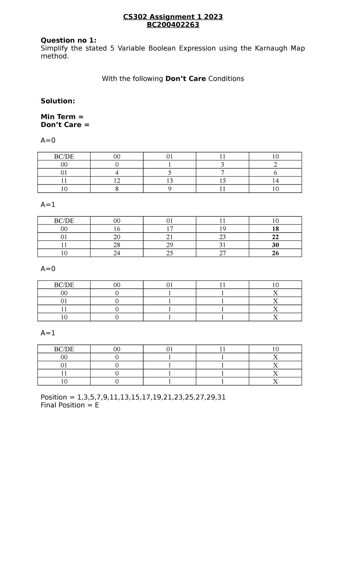 Cs302 - Hi kesa hai app - CS302 Assignment 1 2023 BC Question no 1: Simplify the stated 5 ...