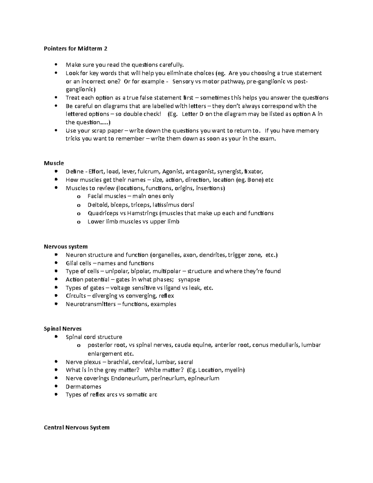 Pointers for Midterm 2 - student - Pointers for Midterm 2 Make sure you read the questions - Studocu