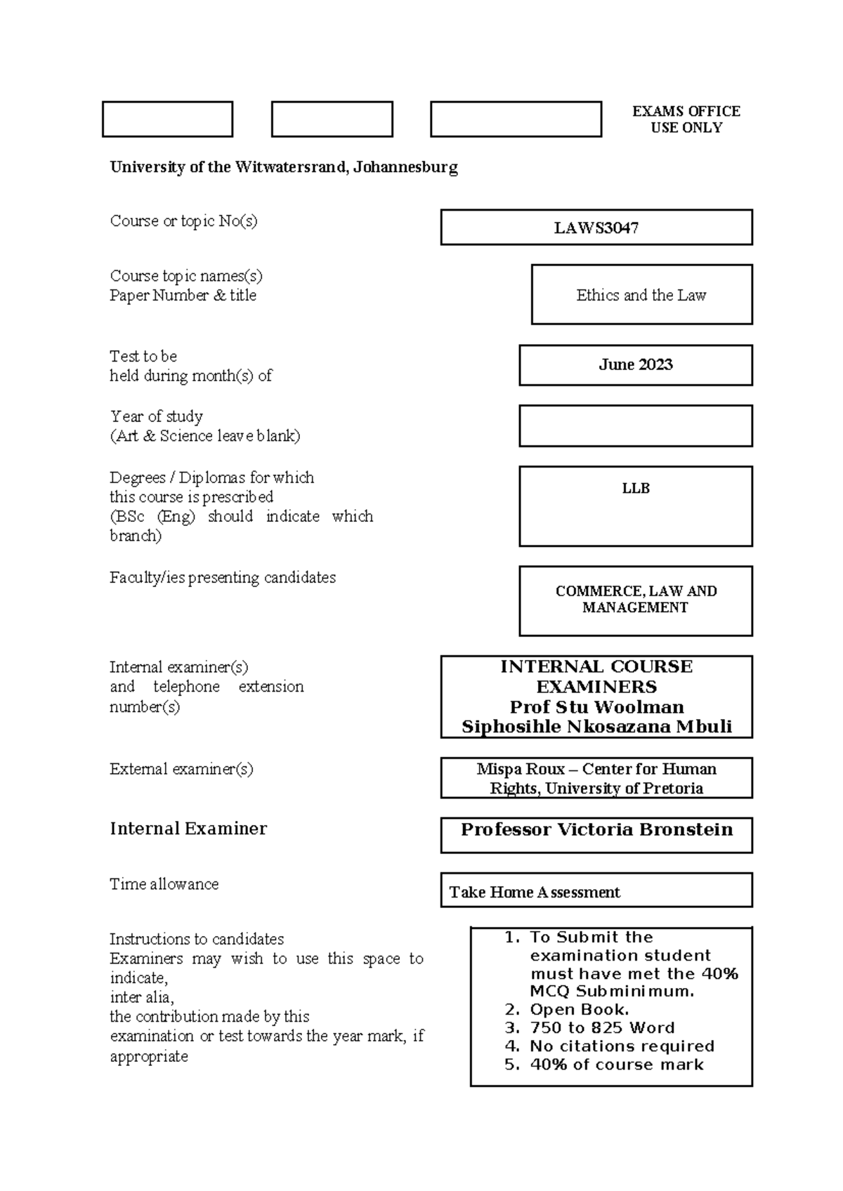 Final Version of Hypothetical for Ethics and the Law 3 June 2023.SW ...