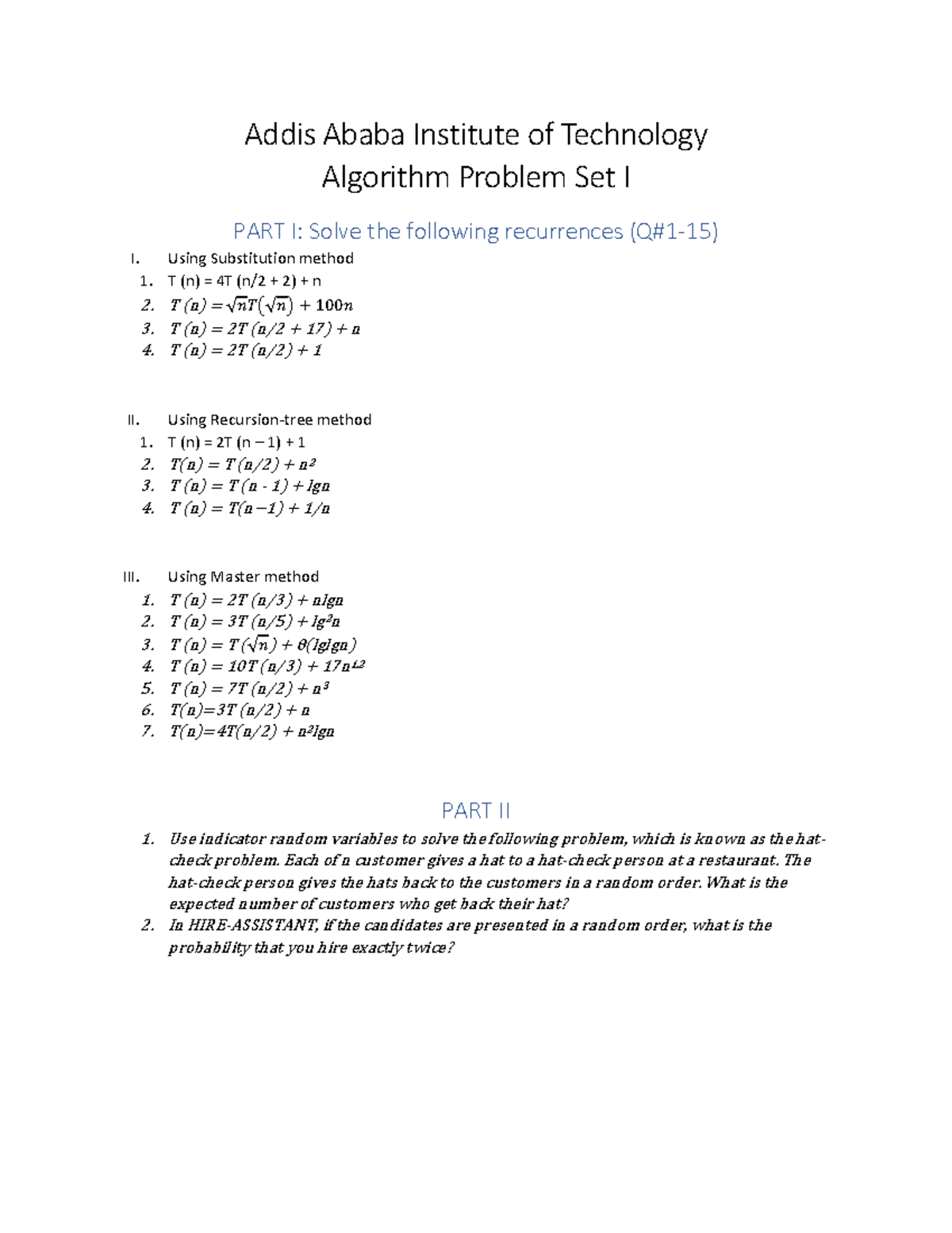 Worksheet 1 - A course work material Introduction to The Design and ...