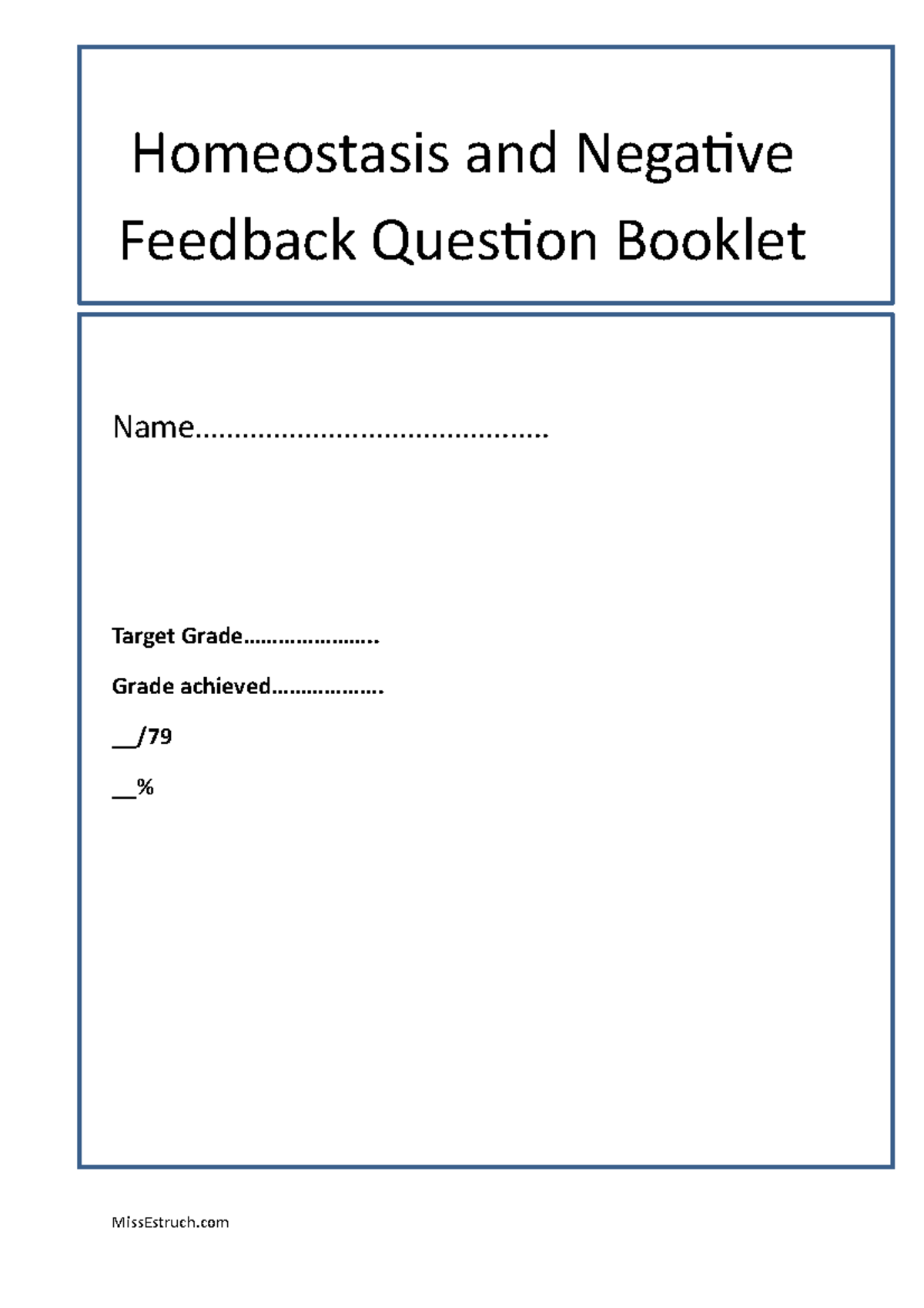 Homeostasis - Lecture notes 1-10 - Homeostasis and Negative Feedback ...