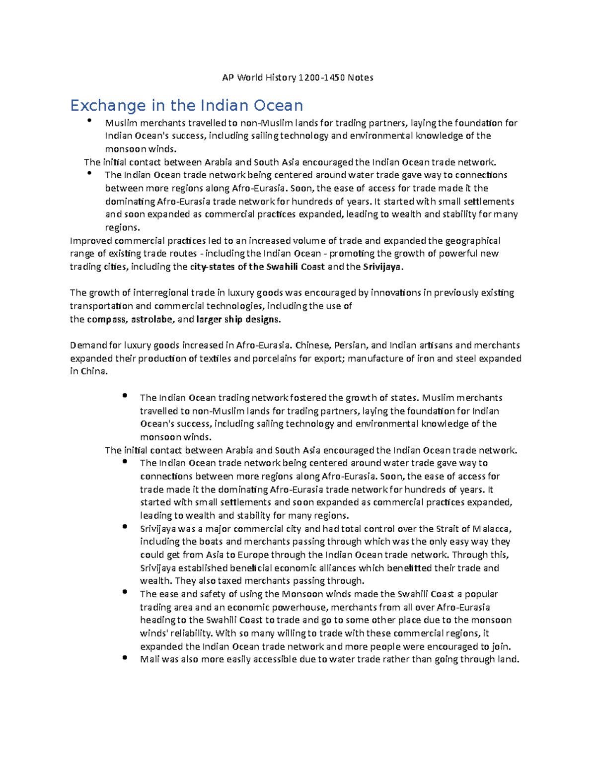 AP World History 1200-1450 Notes - AP World History 1200-1450 Notes ...