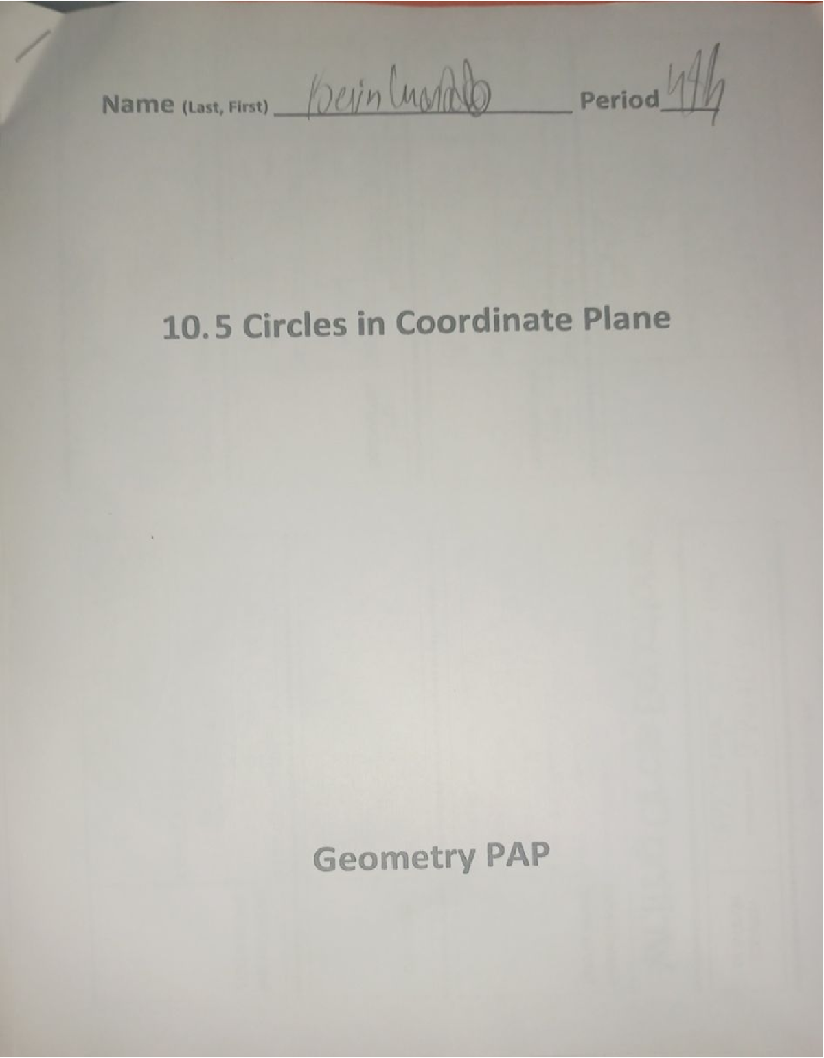 10 - b vn - Name (Last, First) Period 41h 10 Circles in Coordinate ...