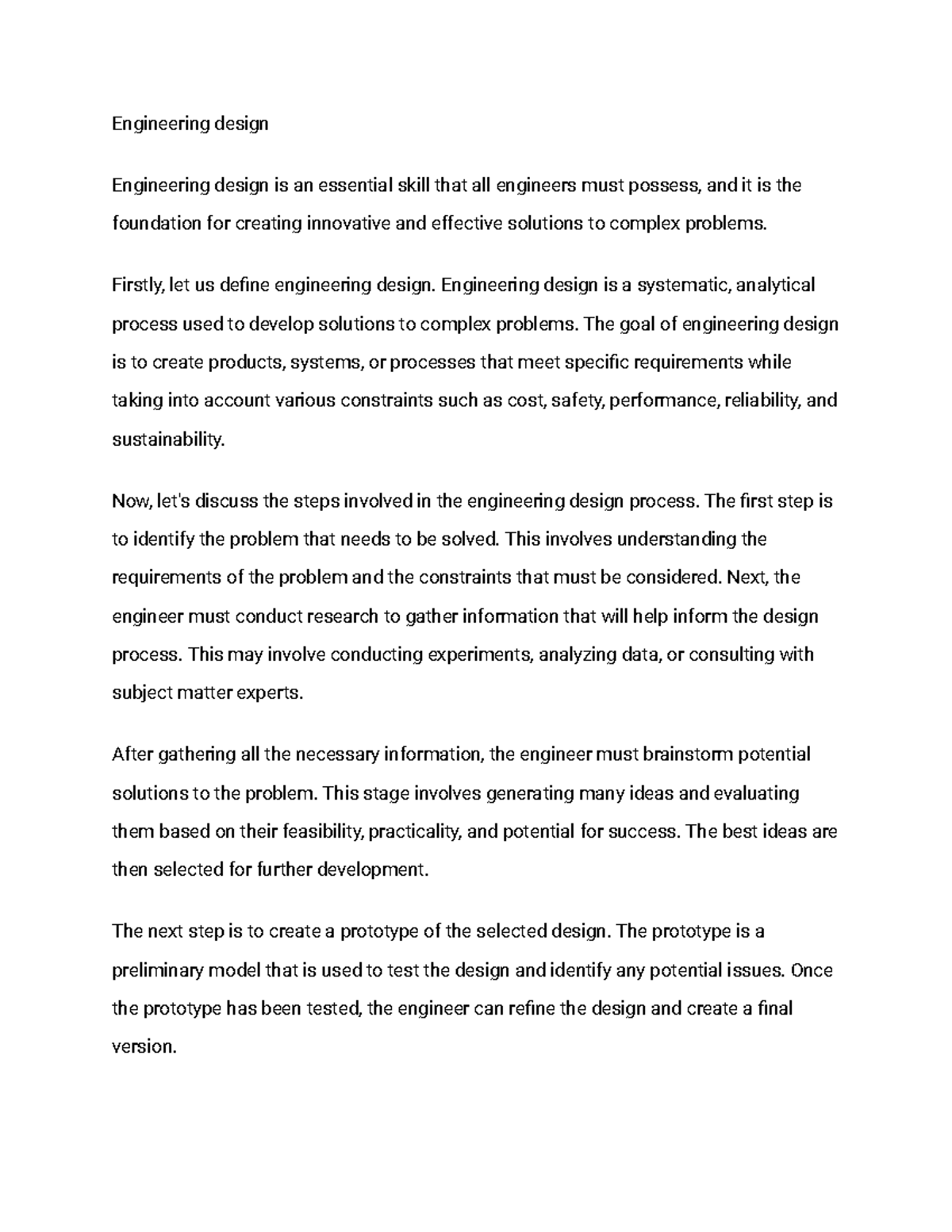 Engineering design - Engineering design Engineering design is an ...