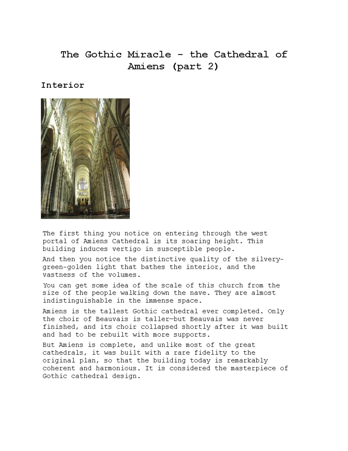 The Gothic Miracle - ARH 2000 CRN 10471 Professor Montoya Detailed ...