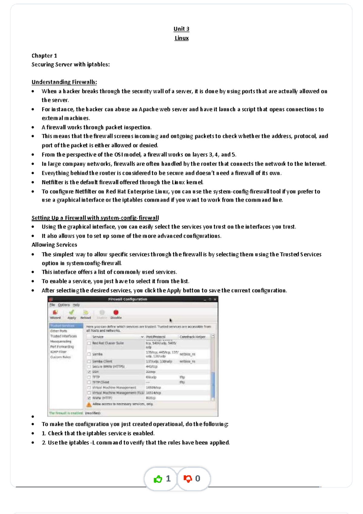Dlstudocu - Unit 3 Linux Chapter 1 Securing Server with iptables ...