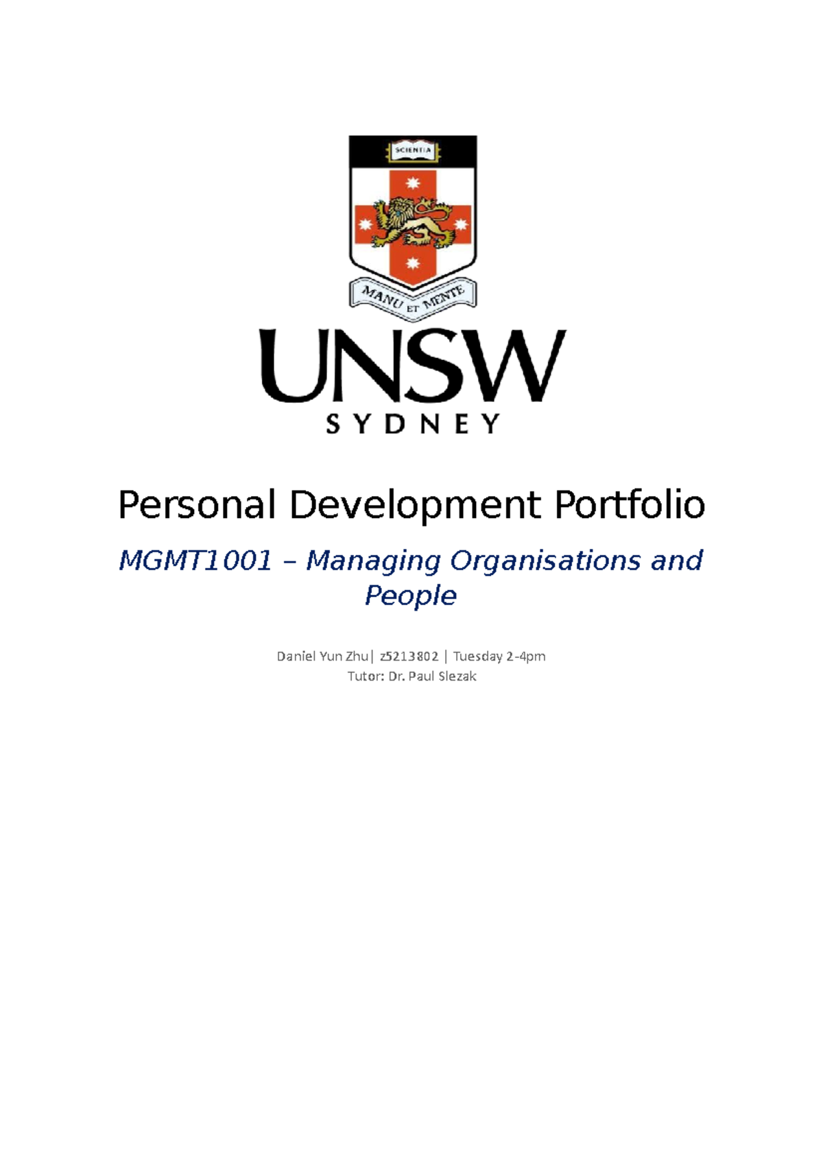 Personal Development Portfolio - Personal Development Portfolio ...