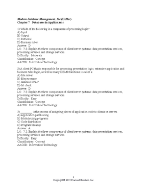 Chapter 4 - answer key - Modern Database Management, 13e (Hoffer) Chapter 4 Logical Database ...