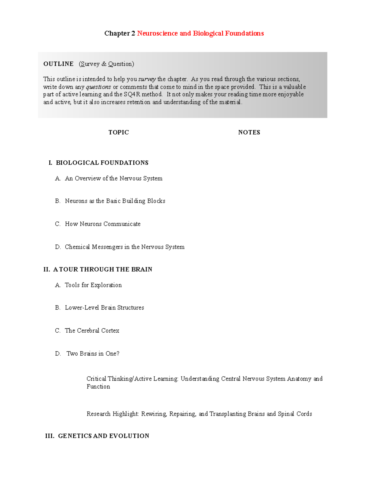 Ch02 Neuroscience and Biological Foundations - Chapter 2 Neuroscience ...