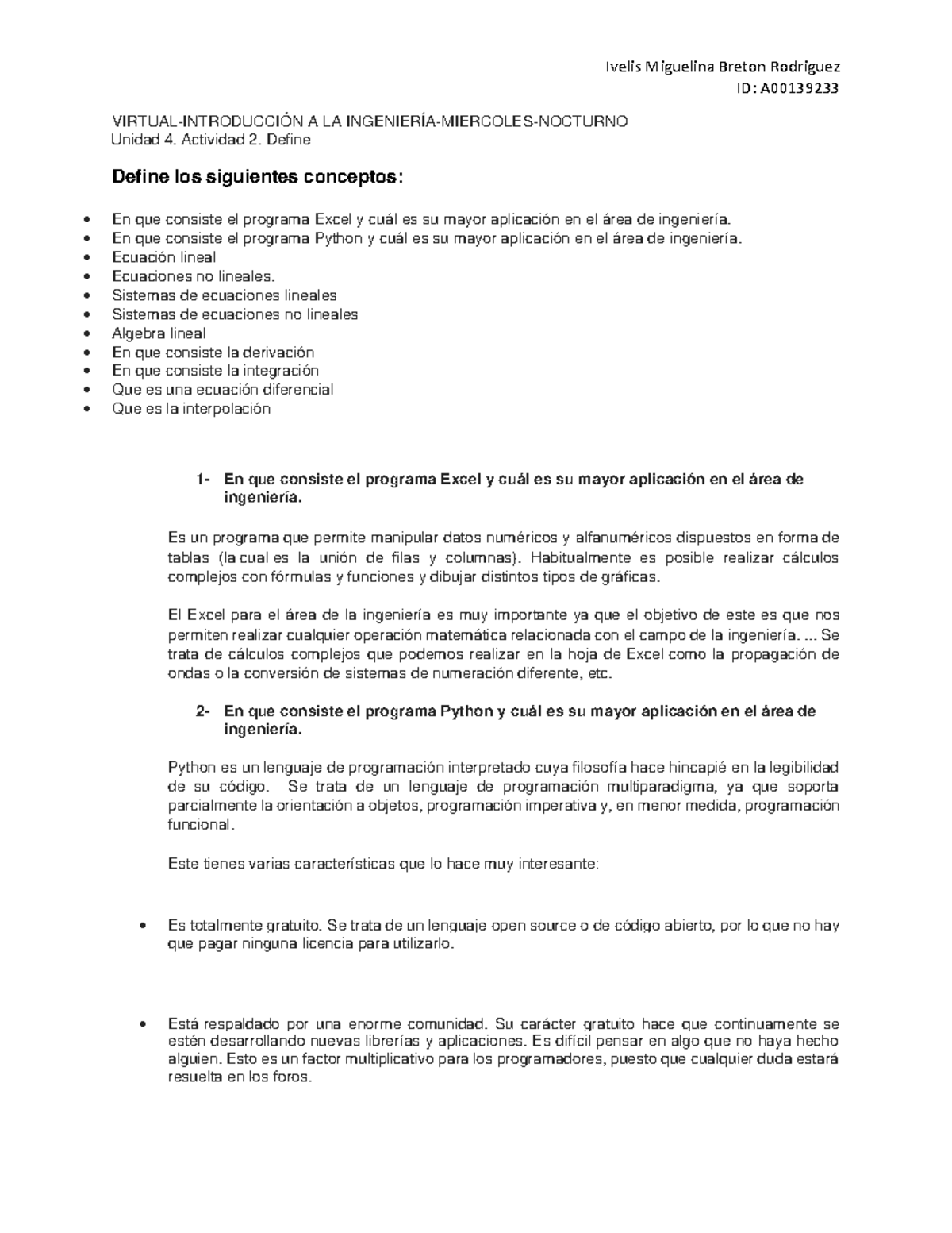 Unidad 3 actividad 1 Define - Ivelis Miguelina Breton Rodriguez ID: A ...