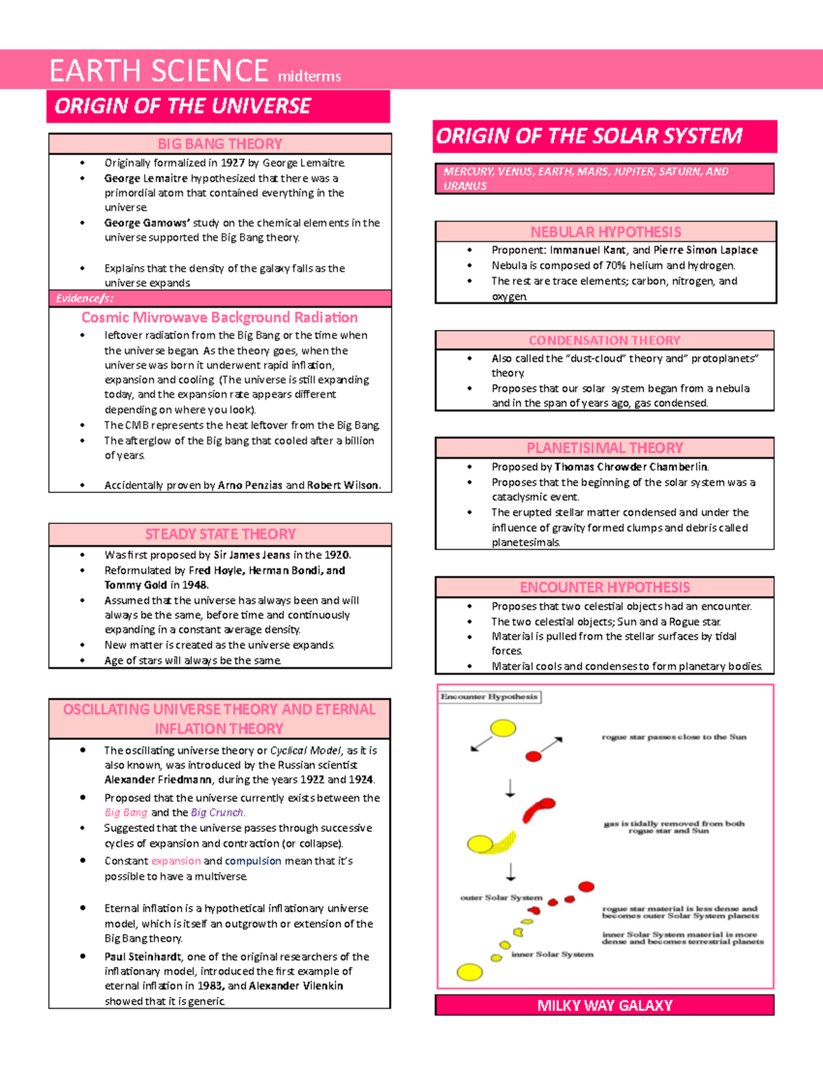 Earth Science reviewer (midterm 2) - ORIGIN OF THE UNIVERSE BIG BANG ...