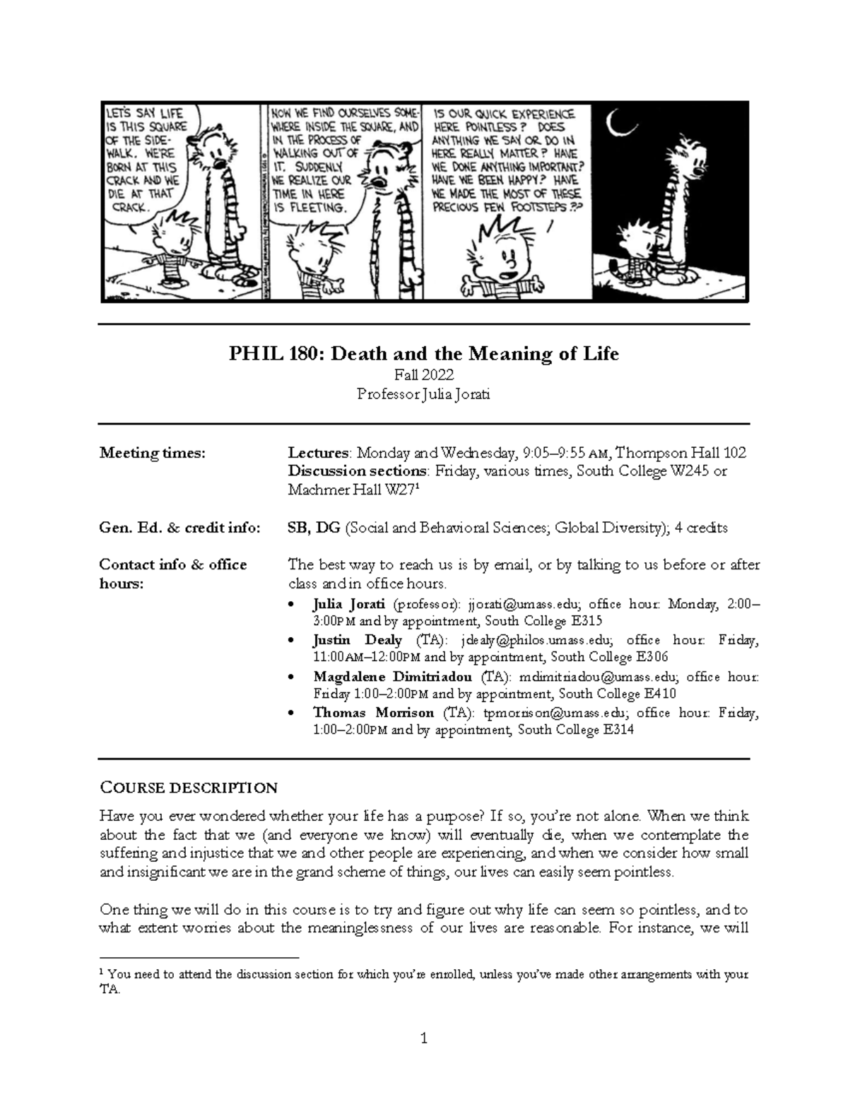 PHIL180 Syllabus Fall2022 - PHIL 180 : Death and the Meaning of Life ...