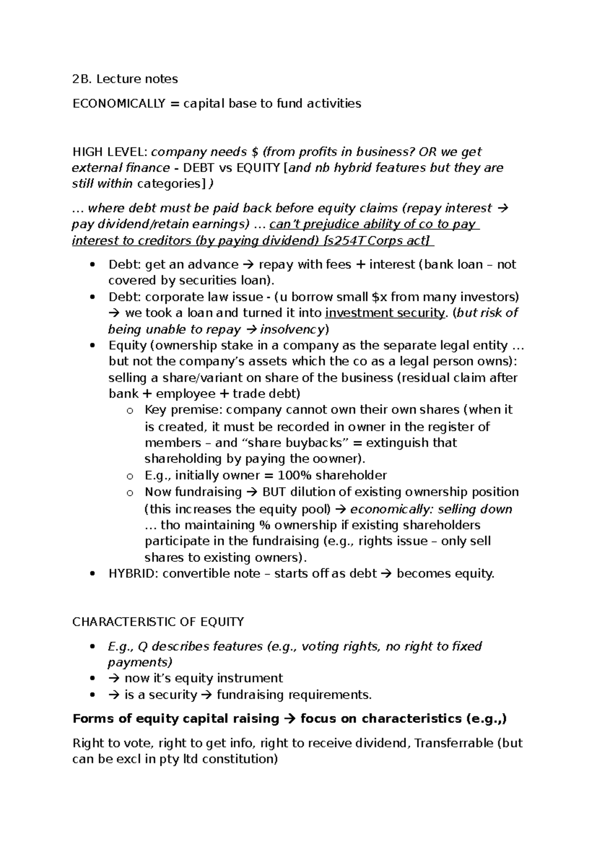 2C. Lecture notes - Topic 2 - capital structure - 2B. Lecture notes ...