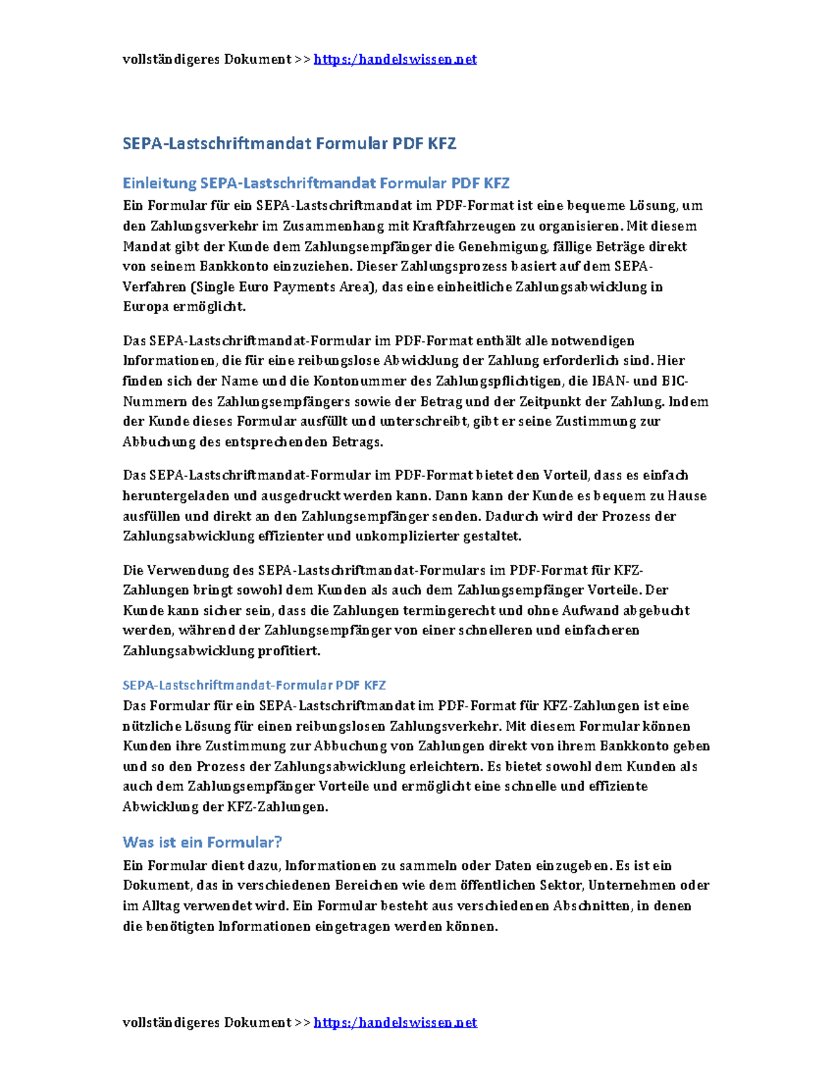 Sepa lastschriftmandat formular pdf kfz - SEPA-Lastschriftmandat ...