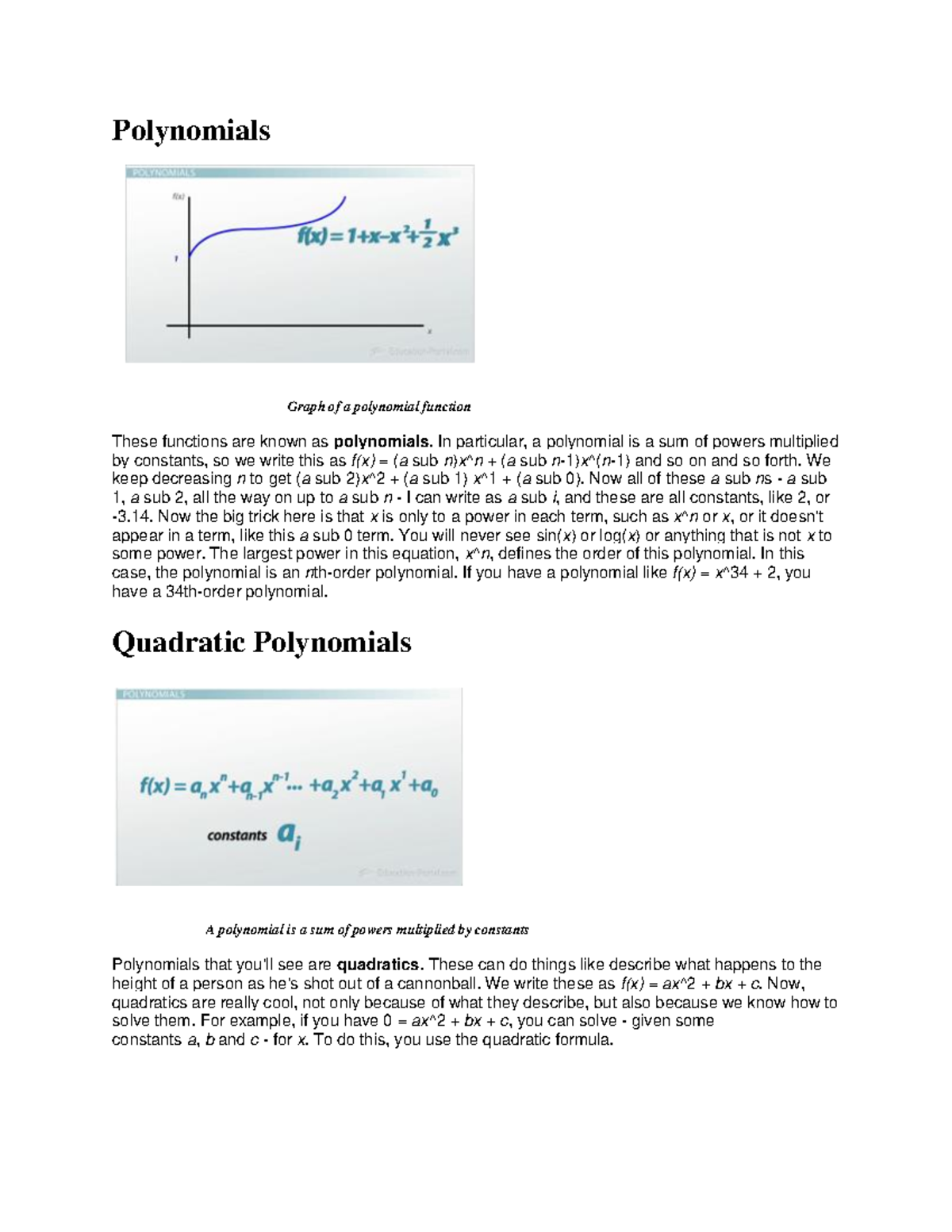 Polynomial function; factoring and properties - Calculus 1 - PangSU - Studocu