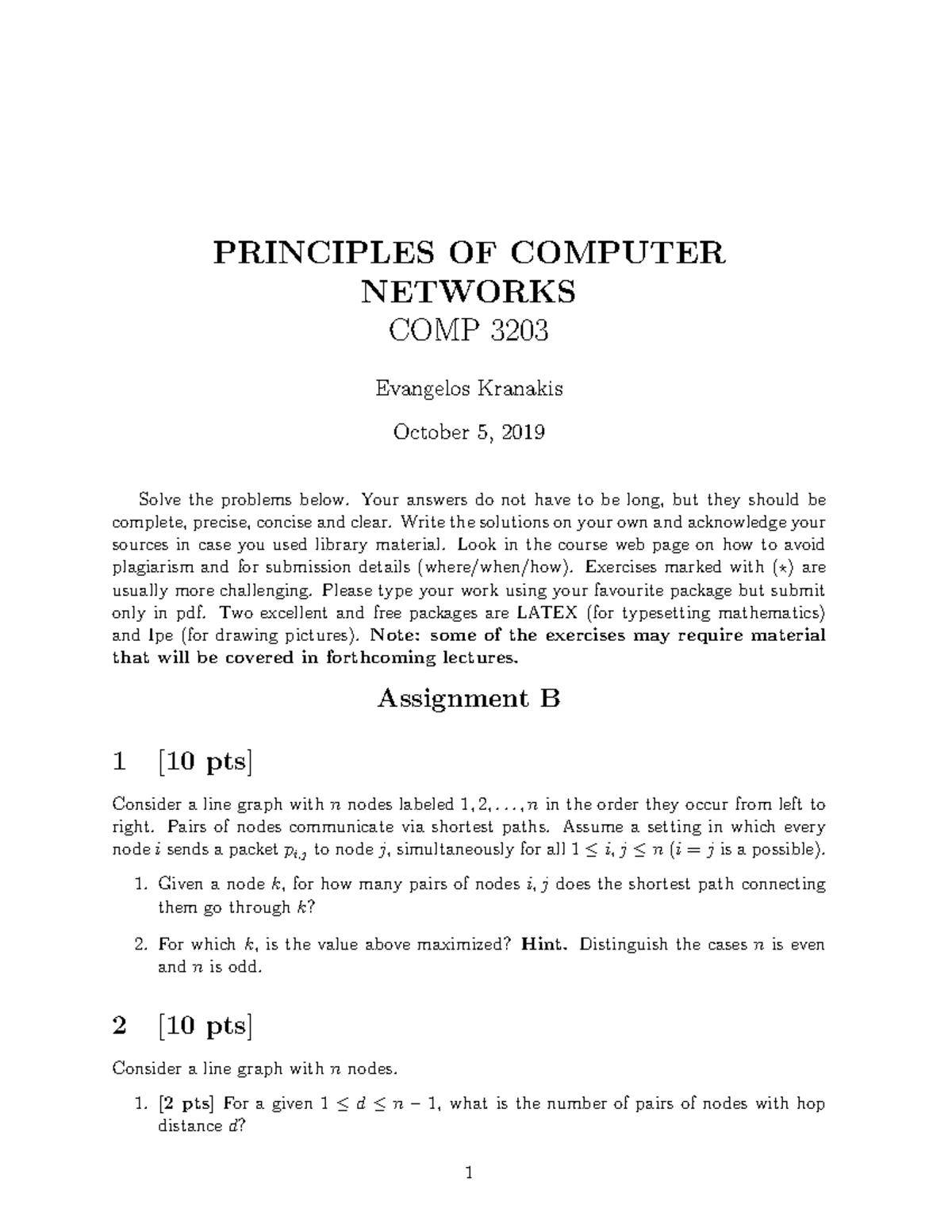 Assignment 2 questions - PRINCIPLES OF COMPUTER NETWORKS COMP 3203 ...
