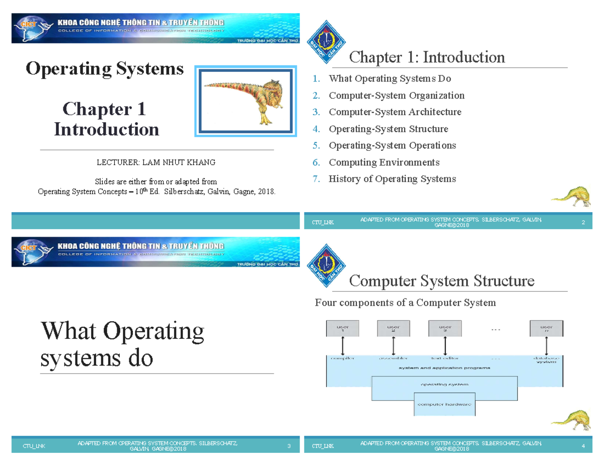 Chap1 Introduction 2021 in - Operating Systems Chapter 1 Introduction LECTURER: LAM NHUT KHANG ...