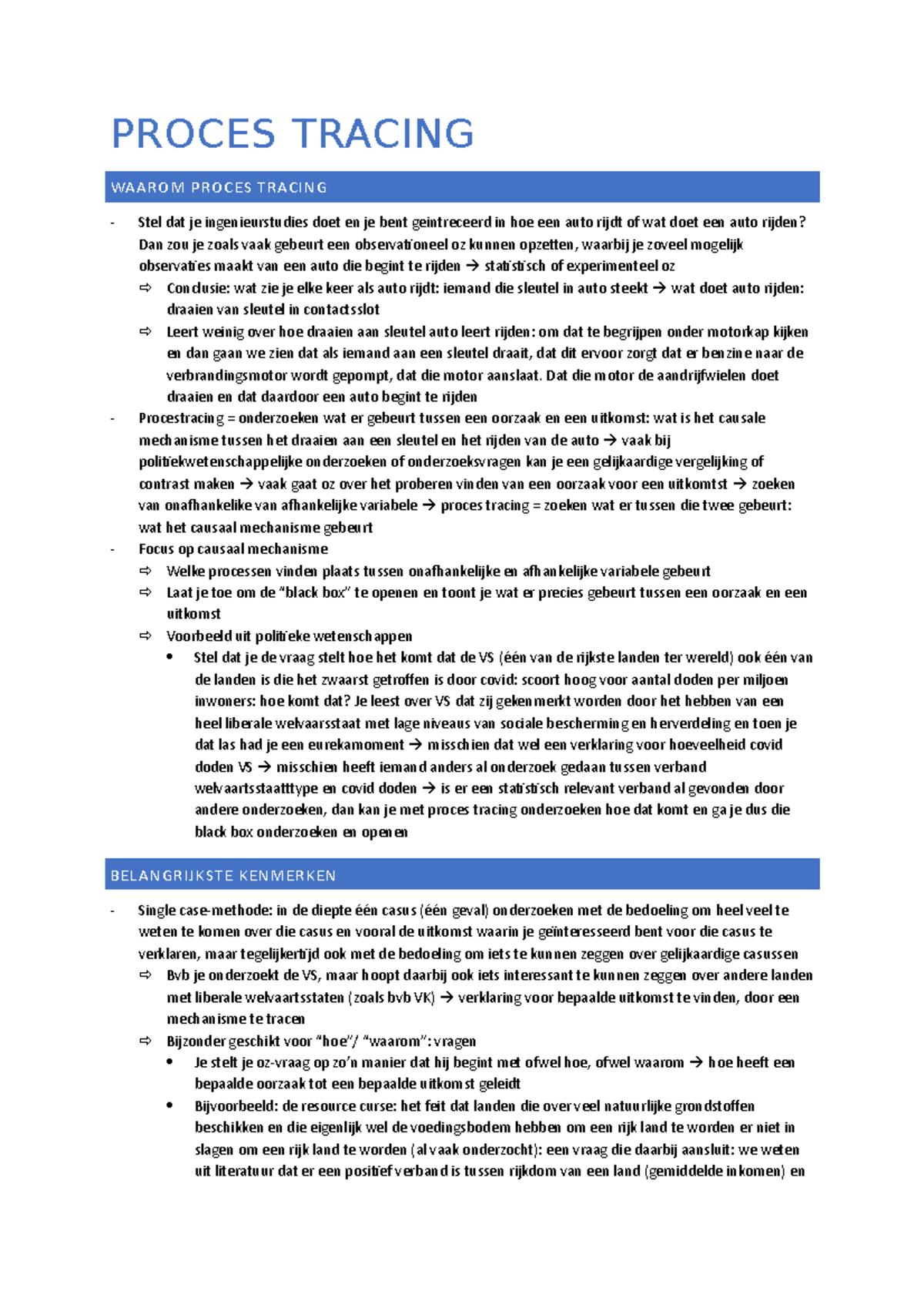 1. Process tracing - PROCES TRACING WAAROM PROCES TRACING Stel dat je ...