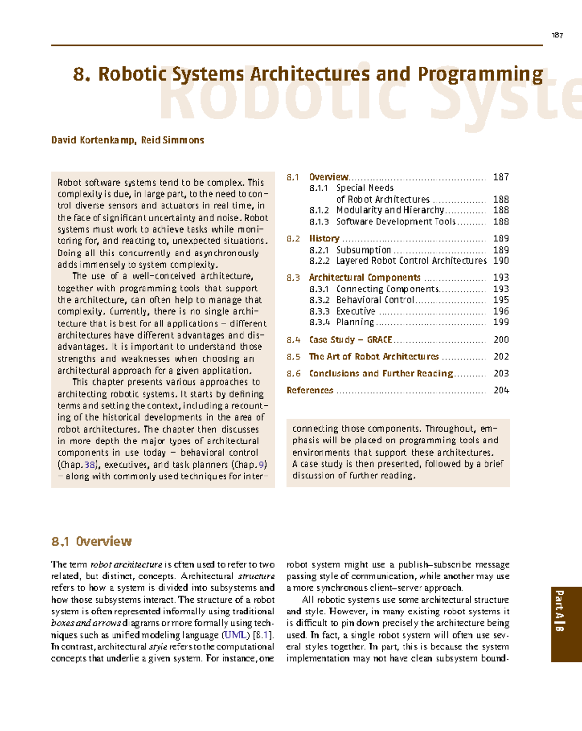Robot Architectures - 187 Robotic Syste 8. Robotic Systems ...