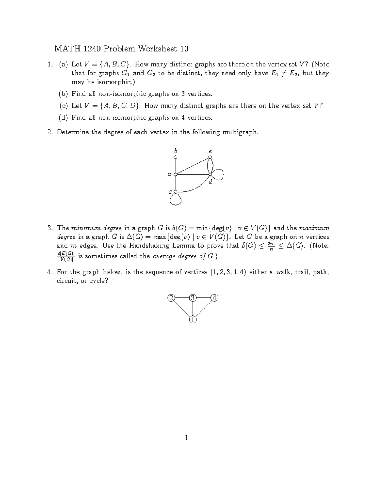 Worksheet 7Questions - math - MATH 1240 Problem Worksheet 10 (a) LetV ...
