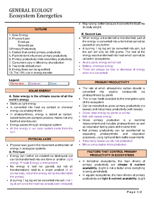 Ecology Lecture Notes - study - ECOLOGY LECTURE NOTES Prepared by xis ...