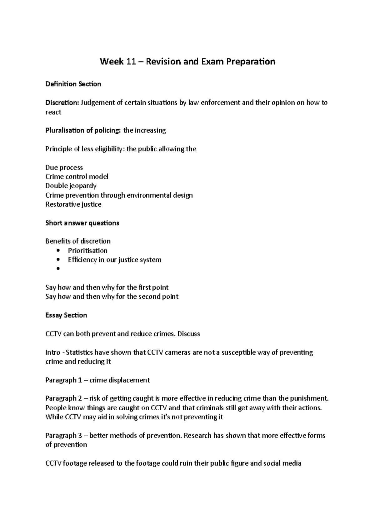 Week 11 – Revision and Exam Preparation - Week 11 – Revision and Exam ...