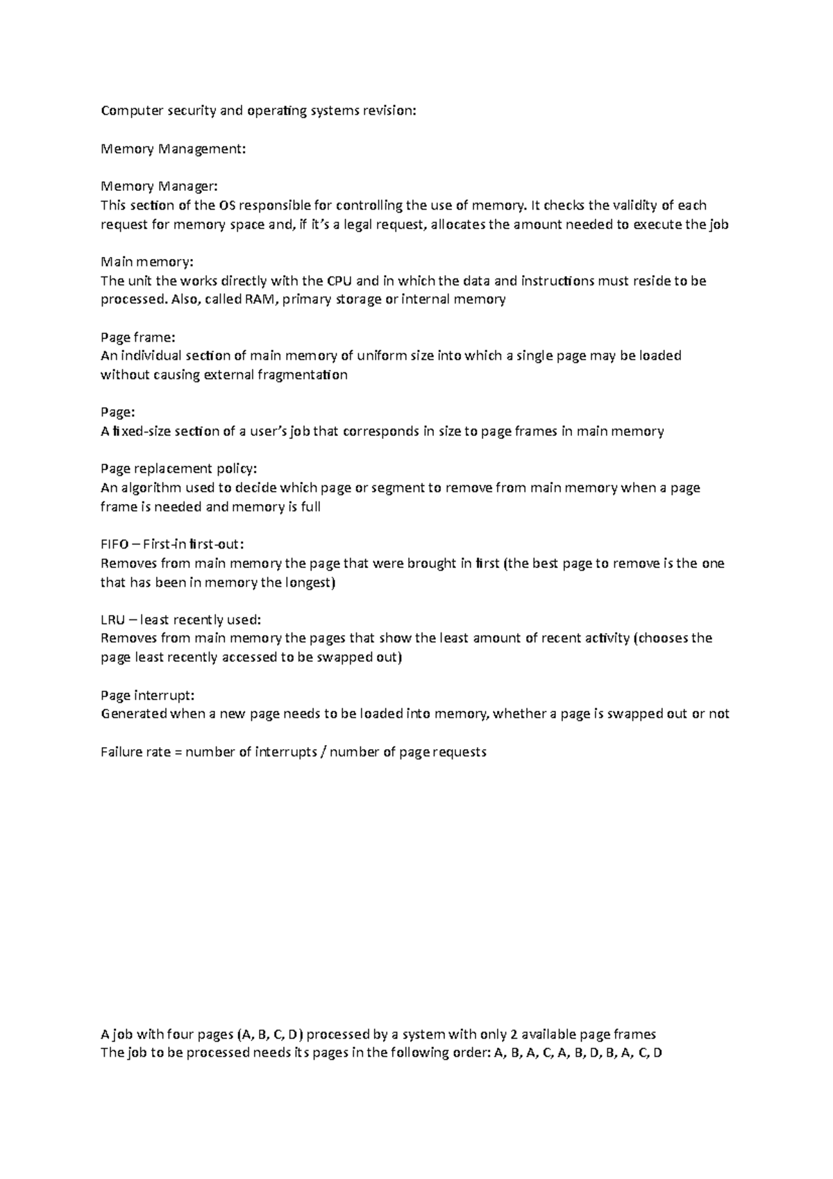 CSOS revision notes - Computer security and operating systems revision ...