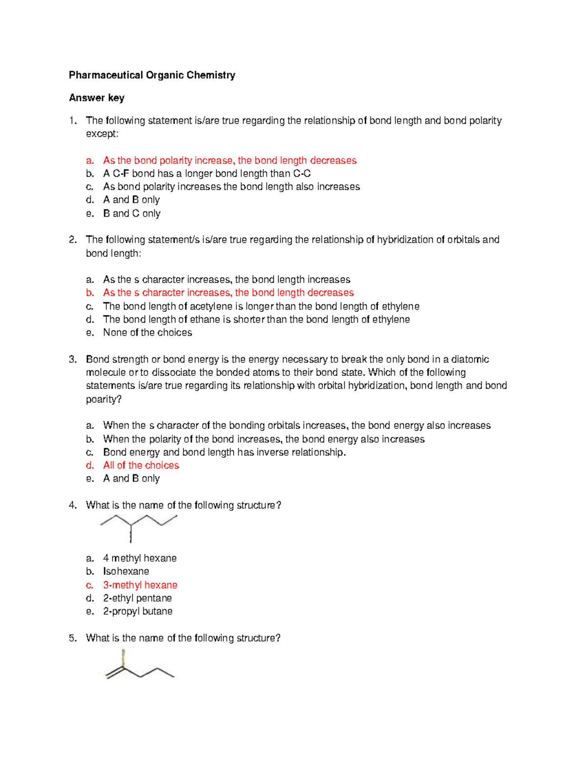 RED Pacop-Pharmaceutical Organic Chemistry (Pchem 01) with Answer Keys ...