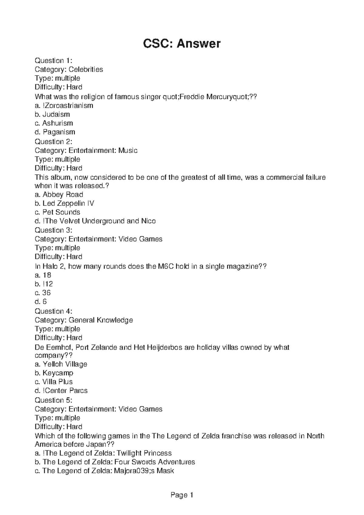 CSC112-Test-6 - CSC112-Test-6CSC112-Test-6CSC112-Test-6 - CSC: Answer ...