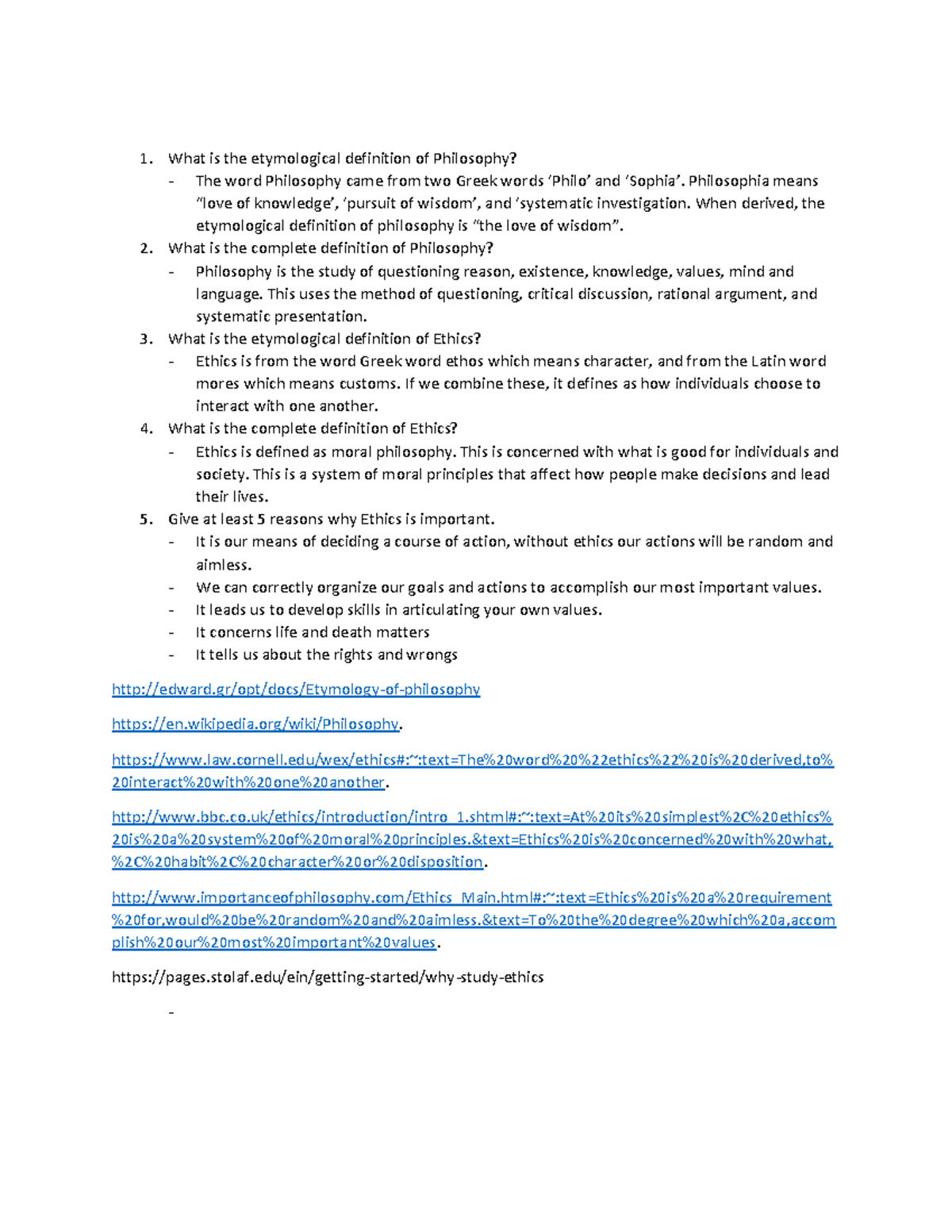 Ethics Sample questionnaire with answers - Legal Ethics - San Carlos ...